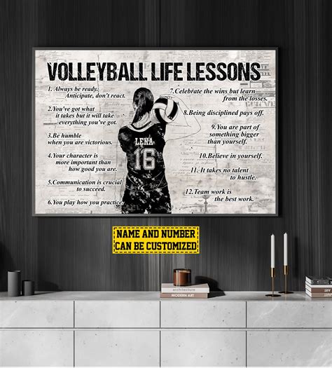 Volleyball Life Lessons Personalized Motivational Volleyball Canvas P