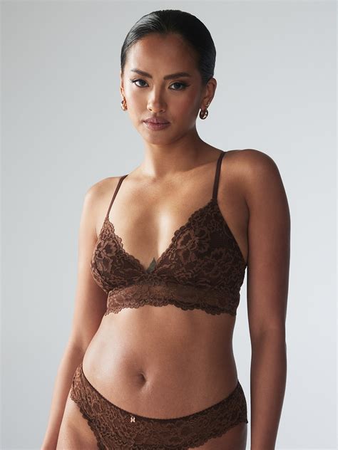 Floral Lace Triangle Bralette In Brown Savage X Fenty