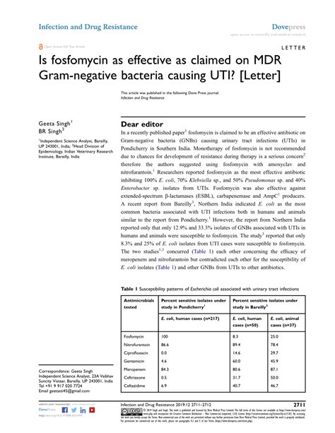Pdf Is Fosfomycin As Effective As Claimed On Mdr Gram Negative