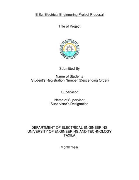 Electrical Engineering Project Proposal Thesis Civil Engineering