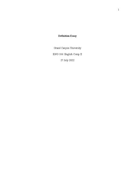 Definition Essay First Draft Definition Essay Grand Canyon University