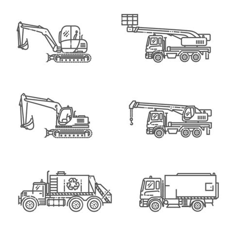 Set Of Monochrome Black Icons Farm Machinery Vector Image