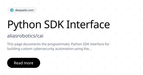 Python Sdk Interface Aliasroboticscai Deepwiki
