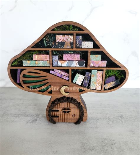 Mini Bookshelf Mushroom Mini Library Bookshelf Décor Mini Books Book Wall Décor Book Art