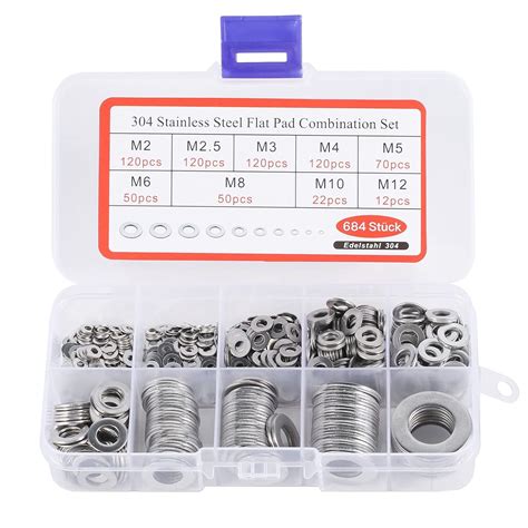 Basvii 684 Pezzi Rondelle Acciaio Rondelle Alzaporta Con 9 Misure Kit