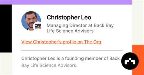 Christopher Leo Managing Director At Back Bay Life Science Advisors