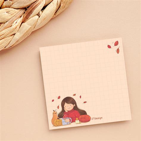 قیمت و خرید کاغذ یادداشت طوطی دیزاین مدل نوت پد طرح دختر پاییزی کد Np 04