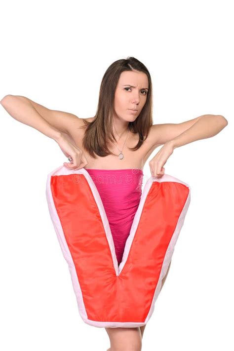 Muchacha Sensual Con El Juguete Suave En Manos De La Letra Del Amor De La Palabra Foto De