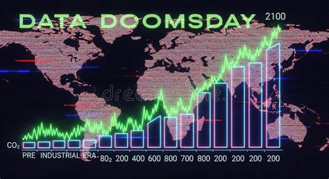 Digital Illustration Of World Map With Data Doomsday 2100 Text And Co2