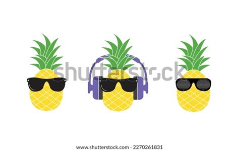 Pineapple Wear Sunglass Headphone Vector Art Stock Vector Royalty Free