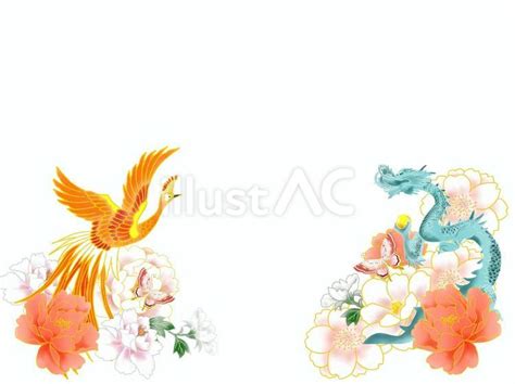 華やかな龍さんと鳳凰さんイラスト No 26089906｜無料イラスト・フリー素材なら「イラストac」