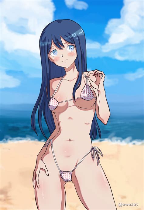 Rule 34 1girls Bikini Blue Hair Blush Cameltoe Danganronpa Long Hair