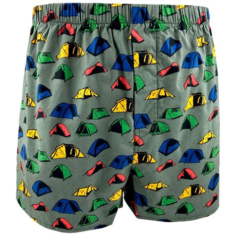 Mens Outdoorsy Camping Tent Patterned Novelty Print Boxer Shorts
