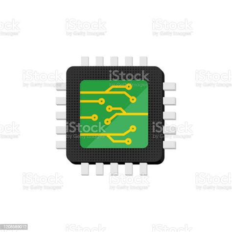Computer Processor Microchip Flat Illustration Vector Isolate Stock Illustration Download