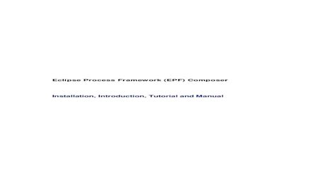 Pdf Eclipse Process Framework Epf Composer Process Framework Epf