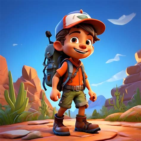 A Cartoon Character With A Backpack And A Backpack That Says Quot Go Quot Premium Ai Generated