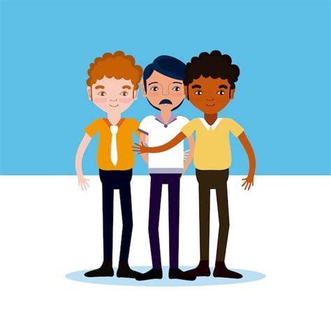 Jovens Amigos Do Sexo Masculino Vetor Premium