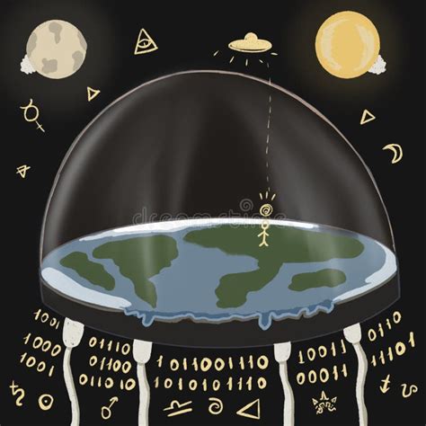 Conspiracy Theories A Drawing Of A Flat Earth And Various Mystical
