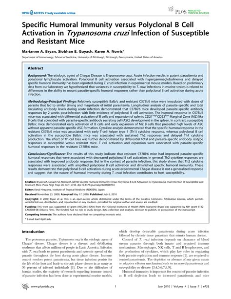 Pdf Specific Humoral Immunity Versus Polyclonal B Cell Activation In