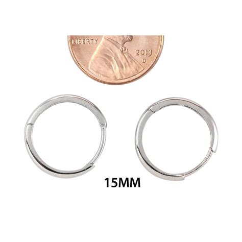 10k White Gold Hinged Hoop Earrings 15mm Medium Large