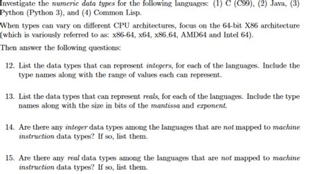 Investigate The Numeric Data Types For The Following