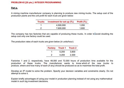 problem 2 [20 pts ] integer programming part a a