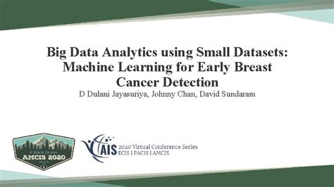 Big Data Analytics Using Small Datasets Machine Learning