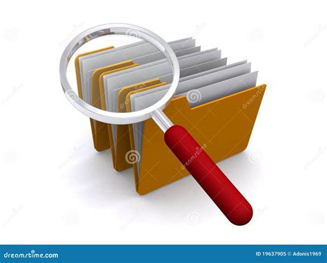 File Folder Magnifying Glass Stock Illustration Illustration Of Rendering Filing 19637905