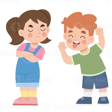 Illustration Of Boy Mocking Girl Illustration Of A Boy Teasing A