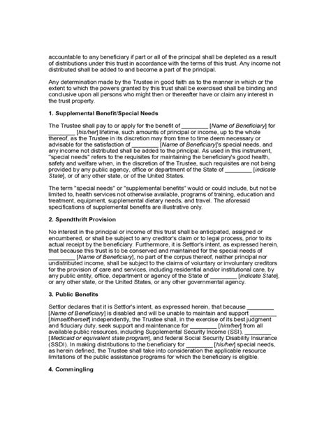 Special Needs Trust Sample At Timothy Mears Blog