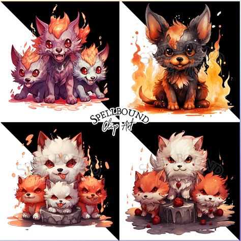 Hellhounds Puppies Digital Clipart Commercial Use Instant Download