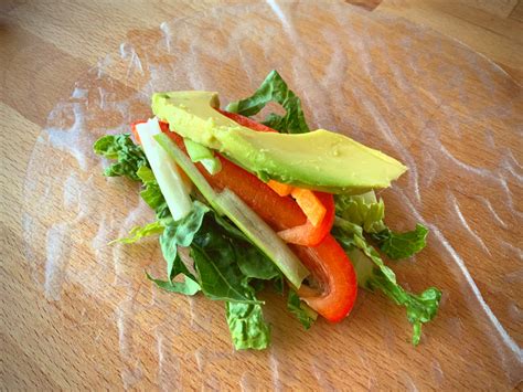 Rice Paper And Shrimp Salad Wraps With Tahini And Ginger Dipping Sauce