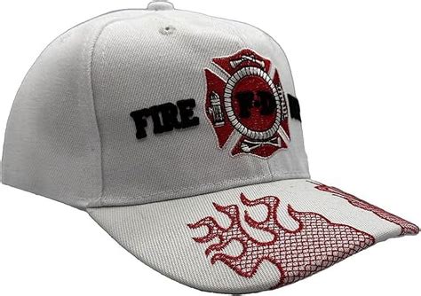 Firefighter Fire Department Baseball Cap W Embroidered Flames