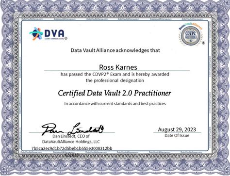 Finally Got Around To Getting Data Vault Certified After Practicing It For A Few Years Ross