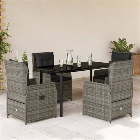 Garden Dining Set With Cushions Outdoor Table And Chair Set Poly Rattan