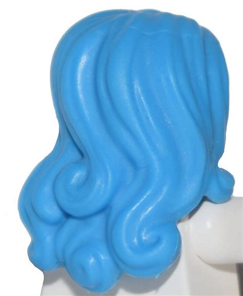 ☀️new Lego Minifig Hair Female Girl Hot Bright Blue Azure Long Wavy W