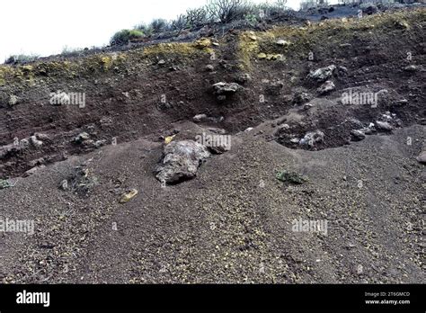 Layers Of Pyroclasts Ash Lapilli And Volcanic Bombs Expelled By