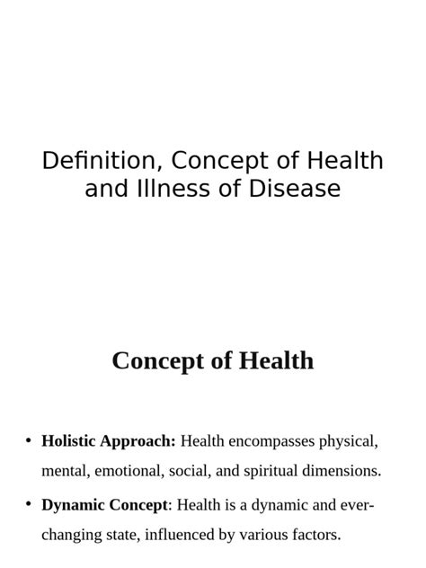 Definition Concept Of Health And Illness Of Disease Pdf