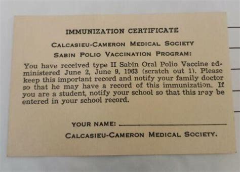 Immunization Certificate Oral Polio 4560326543