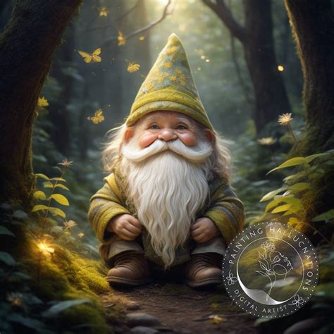 5 Printable Woodland Garden Gnome Fantasy Land Garden Gnomes Poster