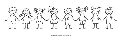 Stick Figure Friends Holding Hands