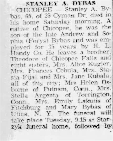 Stanislaw Andrew Stanley” Dybas 1900 1965 Find A Grave Memorial