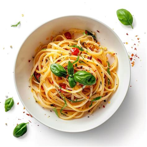 Un Plato De Pasta Con Fondo Blanco Identificación De Trabajo