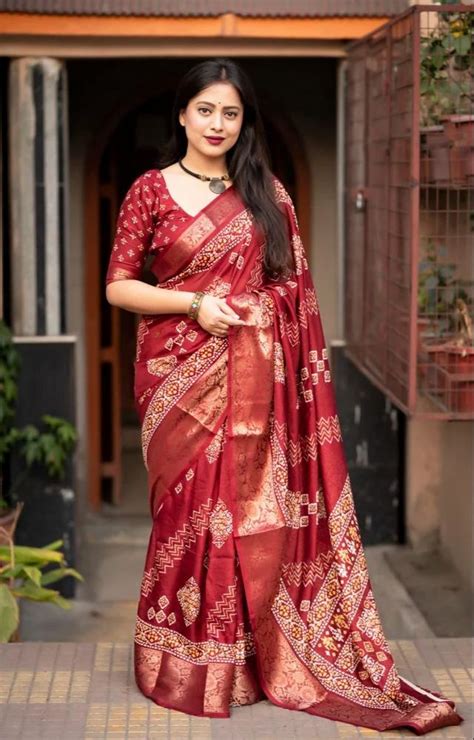 Printed Soft Cotton Saree 55 M Separate Blouse Piece At Rs 760