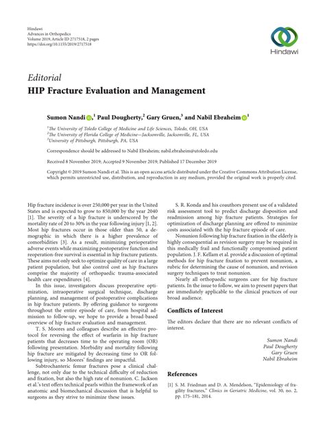 Pdf Hip Fracture Evaluation And Management