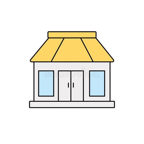 Shop Facade Icon In Cartoon Style Cute Store Building Flat Design