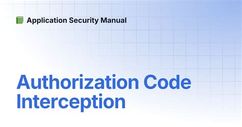 Authorization Code Interception Application Security Manual