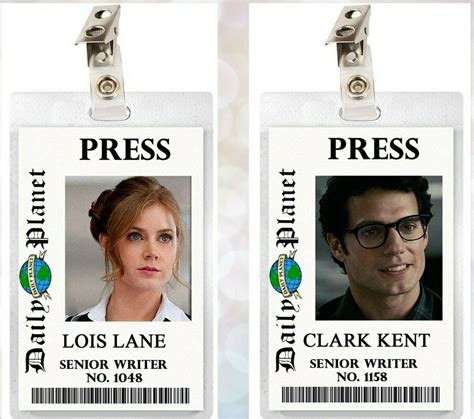Man Of Steel Lois Lane And Clark Kent Daily Planet Id Badge Journalist