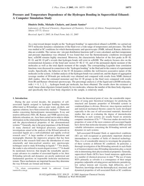 Pdf Hydrogen Bonding In Supercritical Methanol A Molecular Dynamics