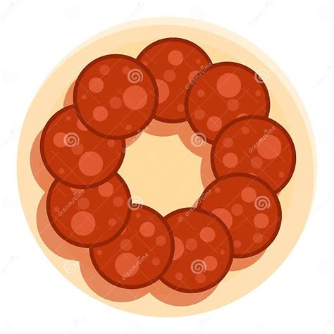 Sliced Pepperoni Arranged In Circle On Plate Forming Empty Space In